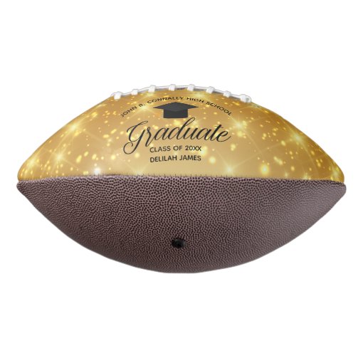 Gold Sparkle Graduation Chic Custom Graduate Photo Football | Zazzle