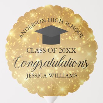 Gold Sparkle Graduation Custom Congratulations Balloon | Zazzle