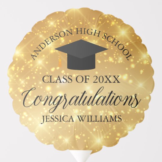 Gold Sparkle Graduation Custom Congratulations Balloon | Zazzle.com