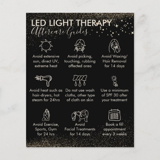 Gold Sparkle Led Light Therapy aftercare Budget Flyer | Zazzle.com