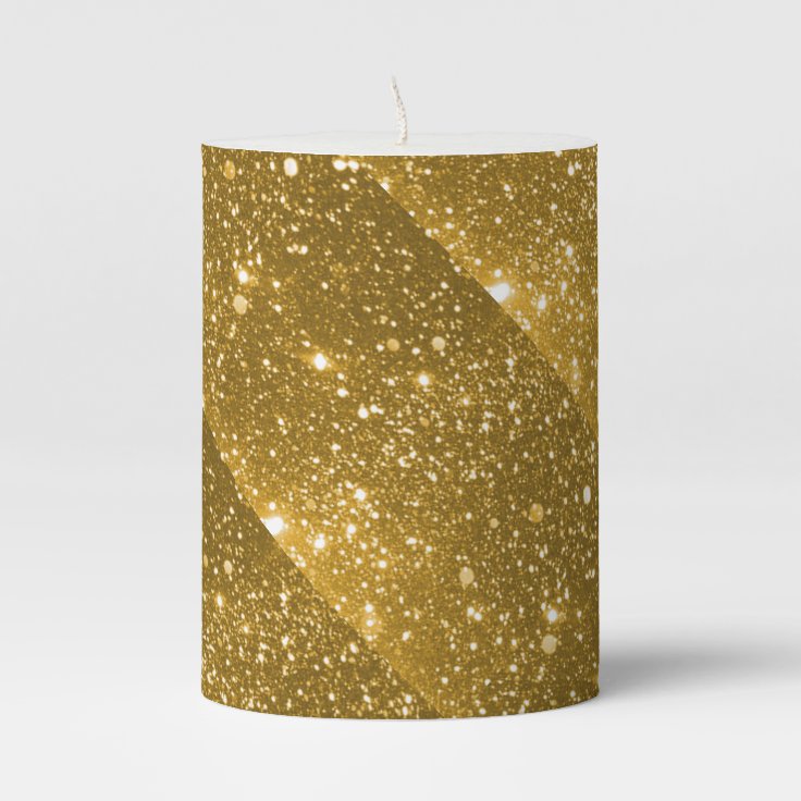 Gold Sparkle Pillar Candle | Zazzle