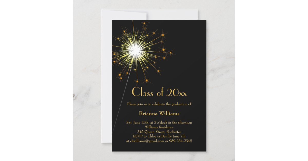 Gold Sparkler Graduation Party Invitation | Zazzle