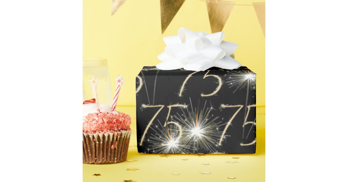 Gold Sparklers for 75th Birthday Wrapping Paper | Zazzle