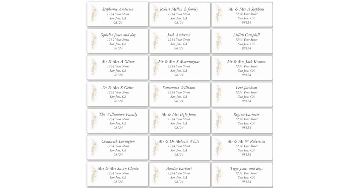 Gold Sparkles Guest Name Address Labels | Zazzle