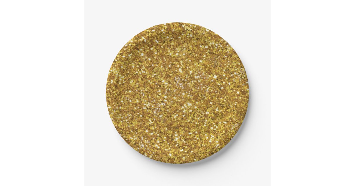 Gold sparkling glitter pattern paper plates | Zazzle