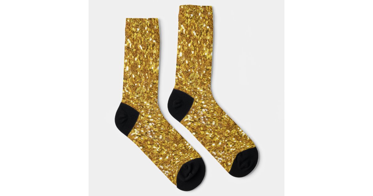 Gold sparkling glitter pattern socks | Zazzle