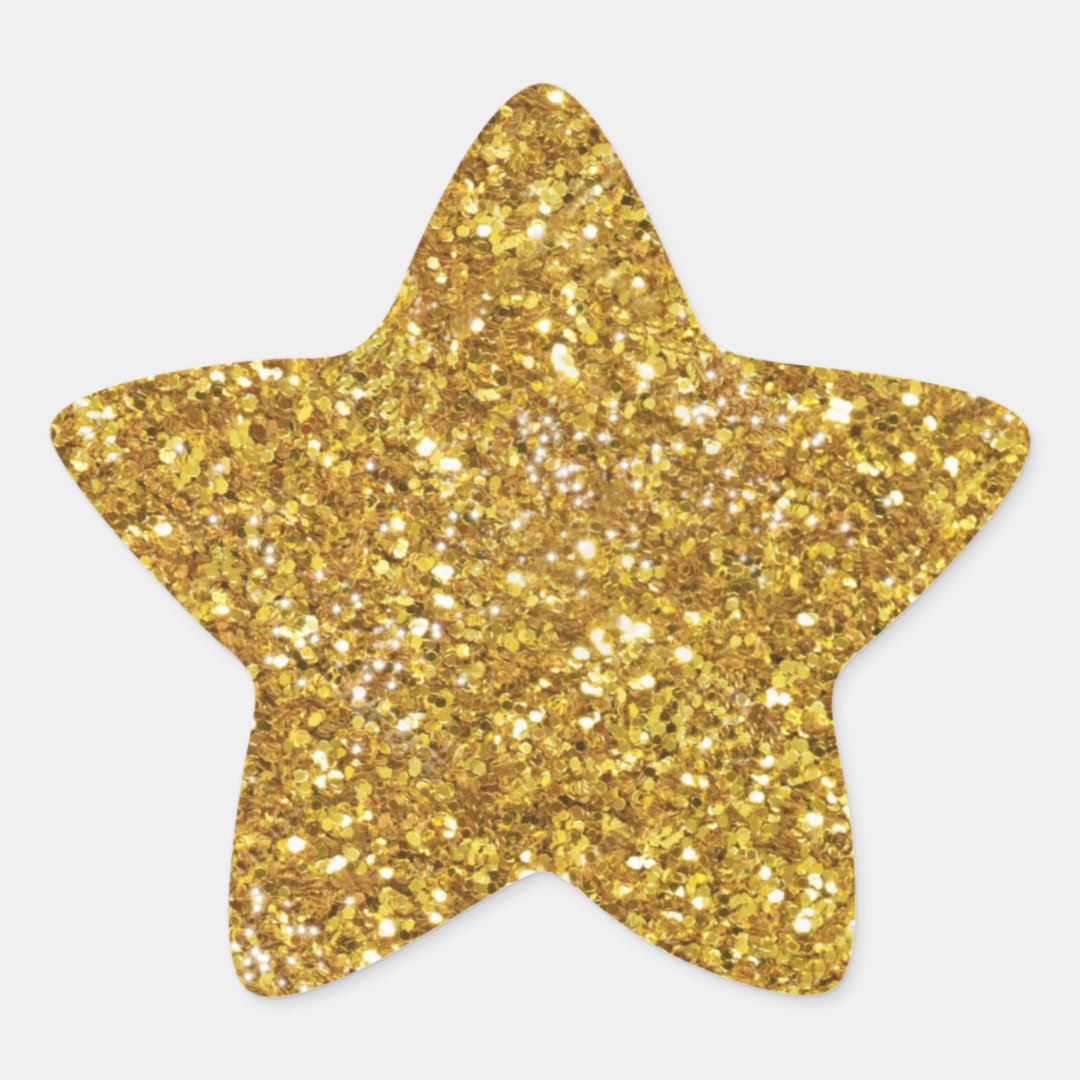 Gold sparkling glitter pattern star sticker | Zazzle