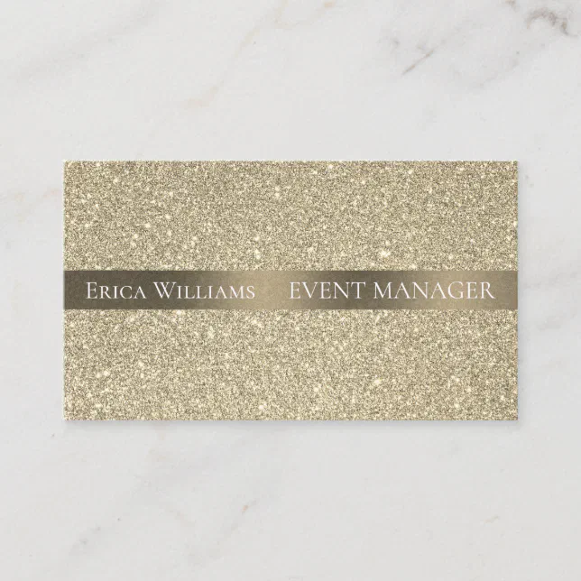 Gold sparkly glitter business card | Zazzle