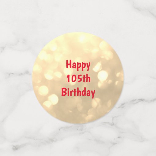 Gold sparkly Happy 105th Birthday balloon design Confetti | Zazzle