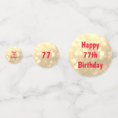 Gold sparkly Happy 77th Birthday balloon design Confetti | Zazzle