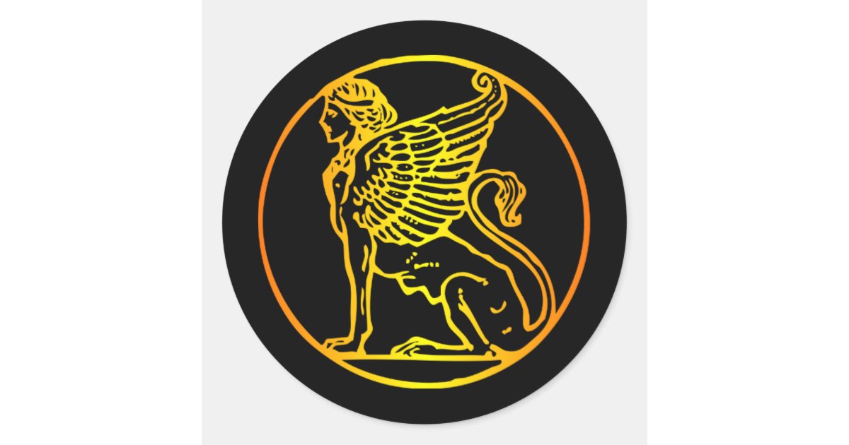 Gold Sphinx Classic Round Sticker | Zazzle