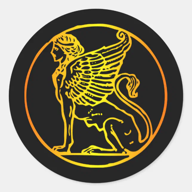Gold Sphinx Classic Round Sticker | Zazzle