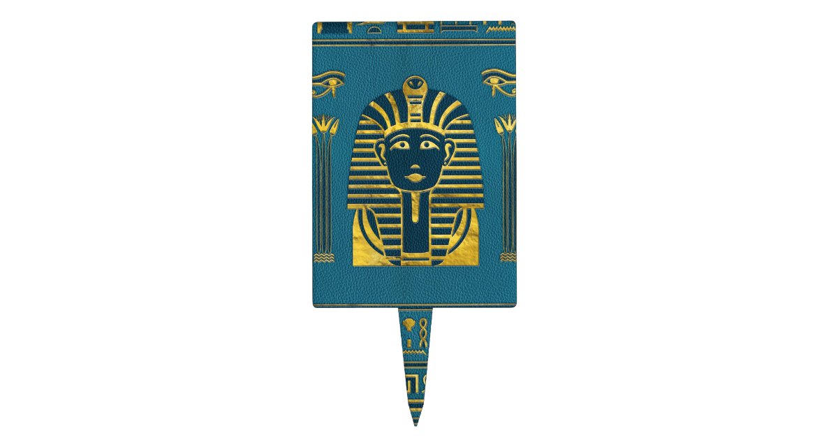Gold Sphinx head with Egyptian hieroglyphs Cake Topper | Zazzle
