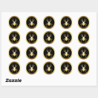 GOLD SPIDER CLASSIC ROUND STICKER | Zazzle