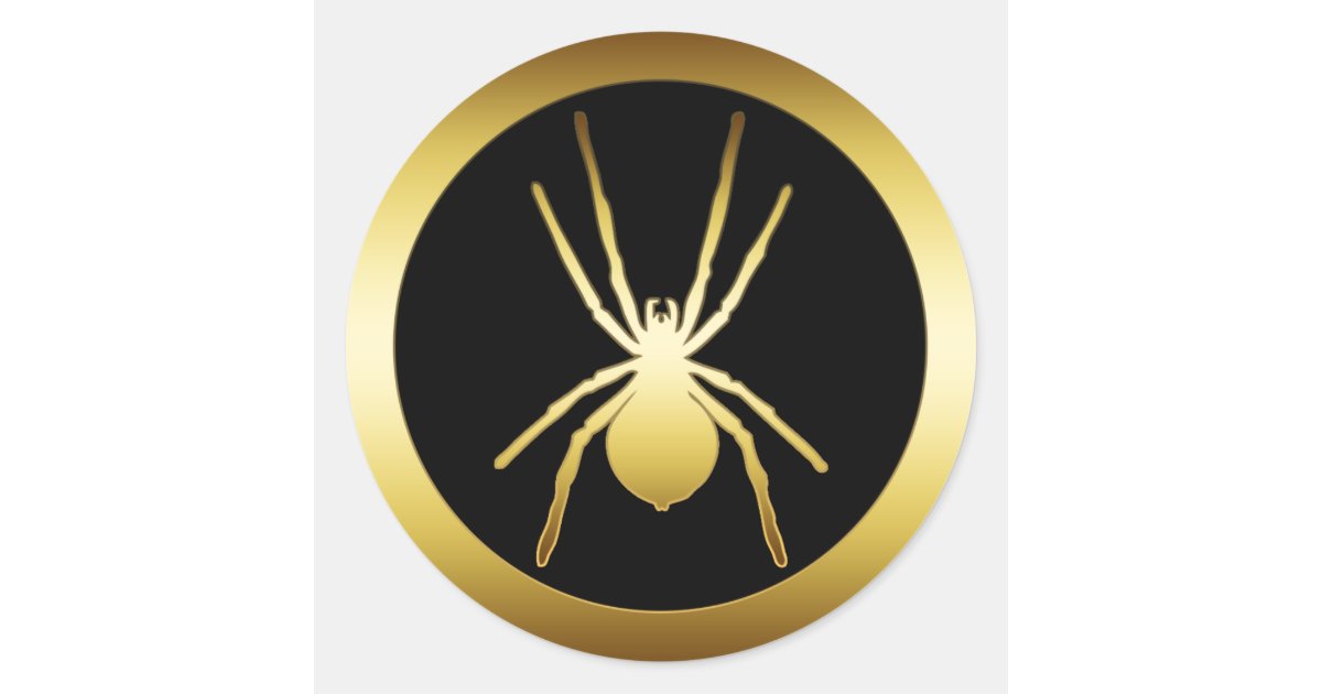 GOLD SPIDER CLASSIC ROUND STICKER | Zazzle