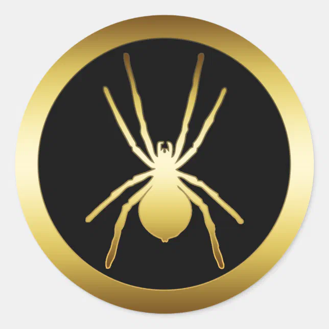GOLD SPIDER CLASSIC ROUND STICKER | Zazzle