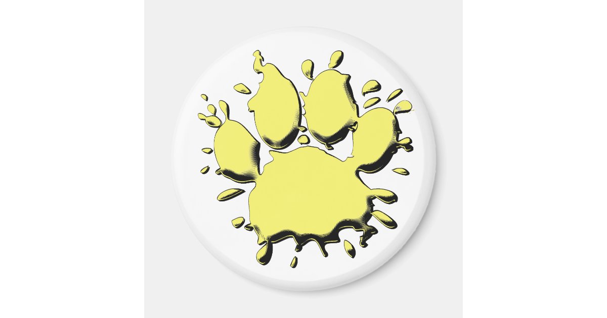Gold Splatter Dog Paw Drawing Magnet | Zazzle