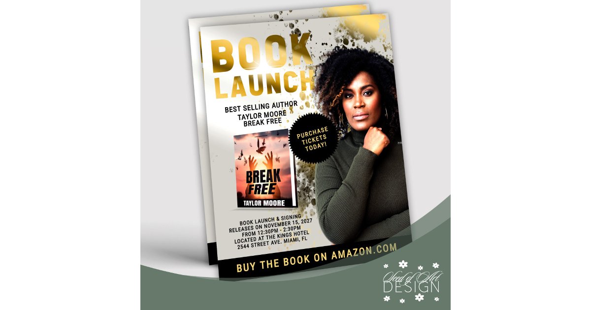Gold Splatter Professional Book Launch Event Flyer | Zazzle
