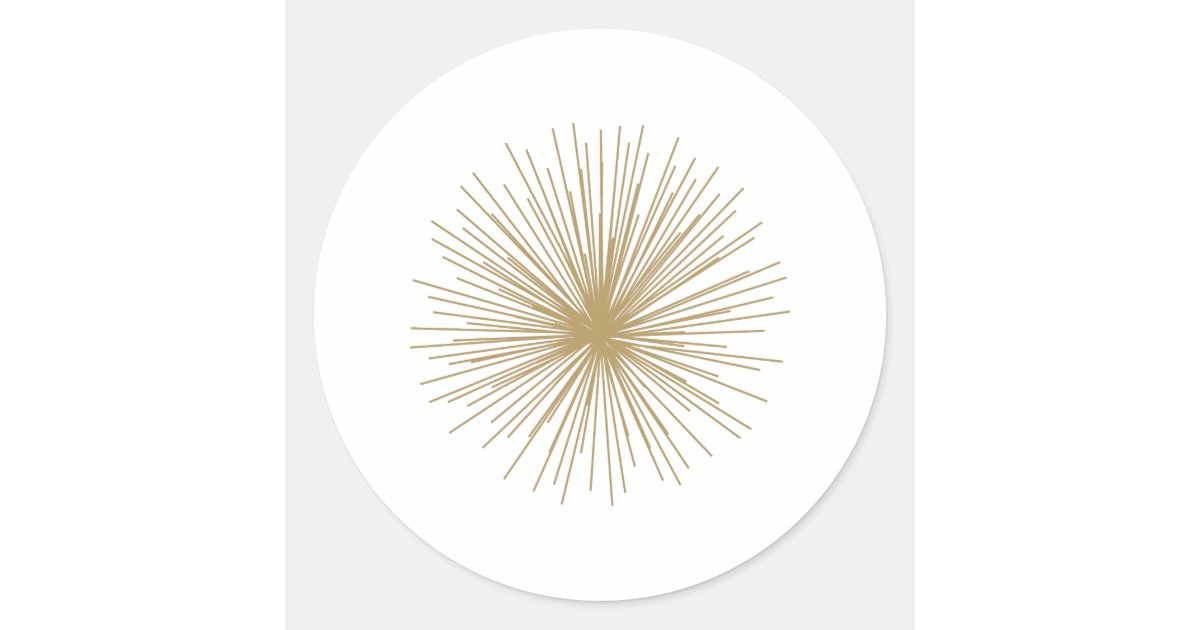 Gold Sputnik Starburst Classic Round Sticker | Zazzle