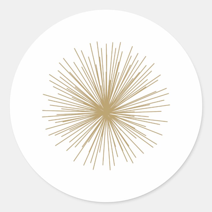 Gold Sputnik Starburst Classic Round Sticker | Zazzle