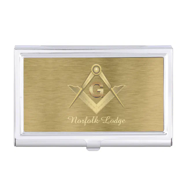 Gold Square and Compass Business Card Case | Zazzle