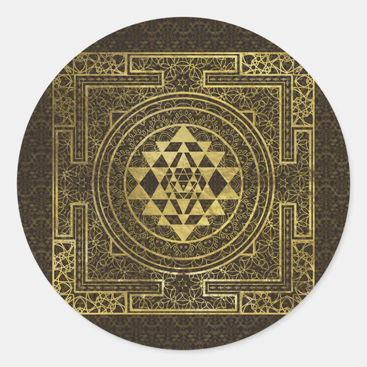 Gold Sri Yantra / Sri Chakra Classic Round Sticker | Zazzle