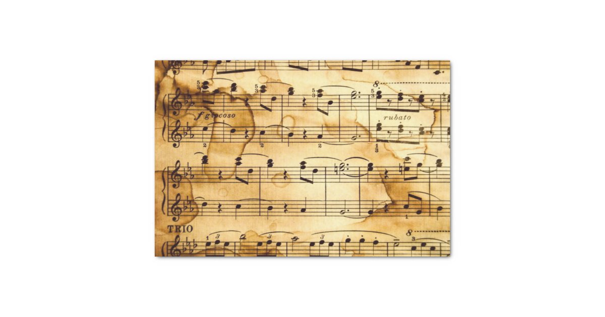 Gold Stained Sheet Music Tissue Paper | Zazzle