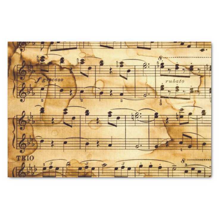 Gold Stained Sheet Music Tissue Paper | Zazzle