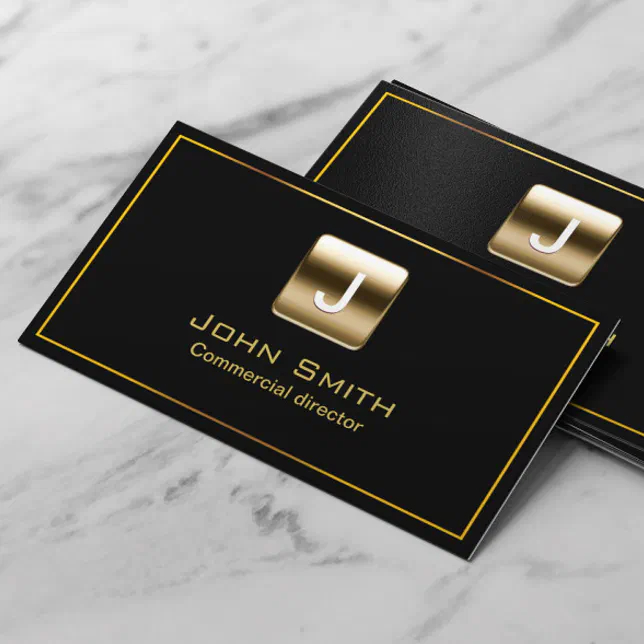Gold Stamp Commercial Director Dark Business Card | Zazzle
