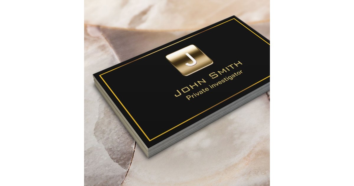Gold Stamp Investigator Dark Business Card | Zazzle