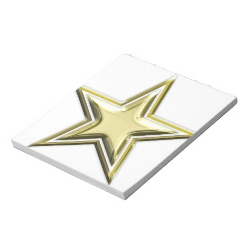 Gold Star 2 Layer Golden Stars Notepad | Zazzle