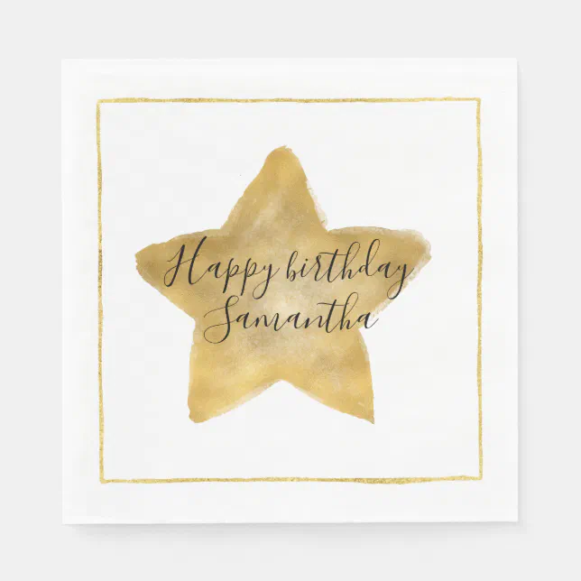 Gold Star Birthday Paper Napkins | Zazzle