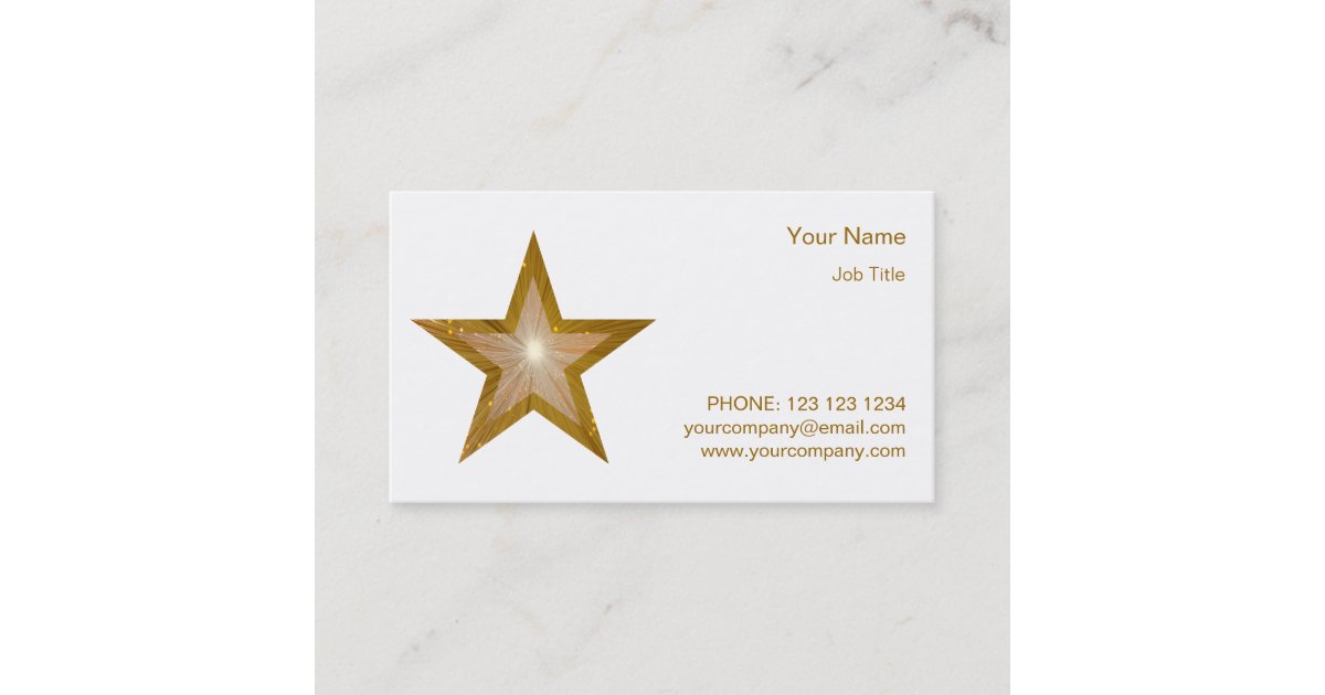 Gold Star business card template side star white | Zazzle