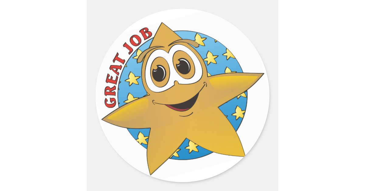 Gold Star Cartoon Classic Round Sticker | Zazzle