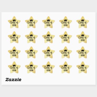 Gold Star Class of 2018 Custom Graduation Sticker | Zazzle