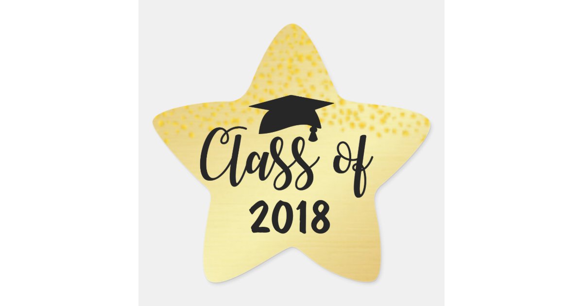 Gold Star Class of 2018 Custom Graduation Sticker | Zazzle