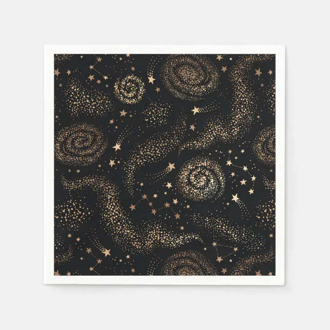 Gold Star Constellation Galaxy Pattern Napkins | Zazzle