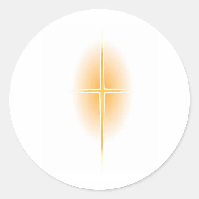 Gold Star Cross with Glow Classic Round Sticker | Zazzle