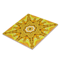 Gold Star Fractal Ceramic Tile | Zazzle