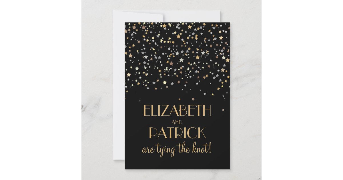 Gold Star Glitter Confetti Wedding Invitation | Zazzle