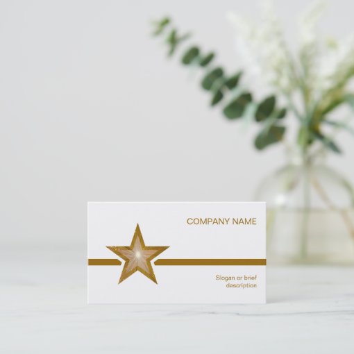 Gold Star gold line business card template white | Zazzle