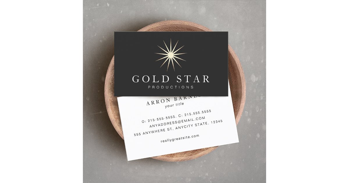 Gold Star Logo Business Card | Zazzle