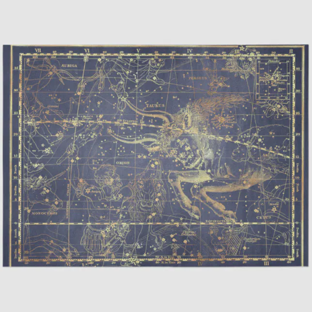 Gold Star Map Series Design 17 Tissue Paper | Zazzle