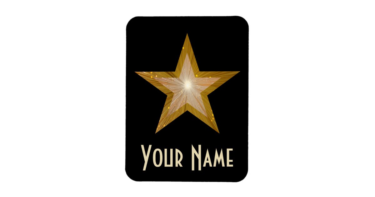 "Gold" Star 'Name' flexible magnet black | Zazzle