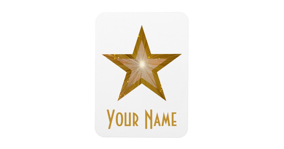 "Gold" Star 'Name' flexible magnet white | Zazzle