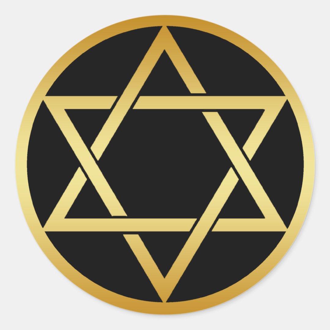 GOLD STAR OF DAVID CLASSIC ROUND STICKER | Zazzle