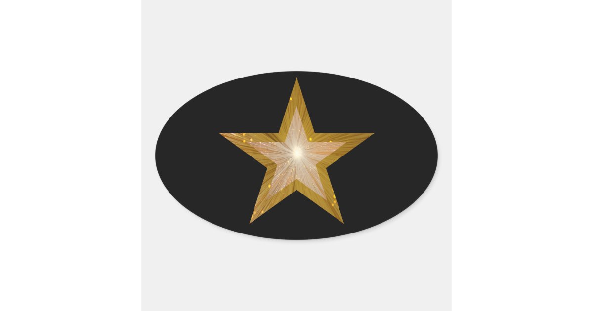 Gold Star oval sticker black | Zazzle