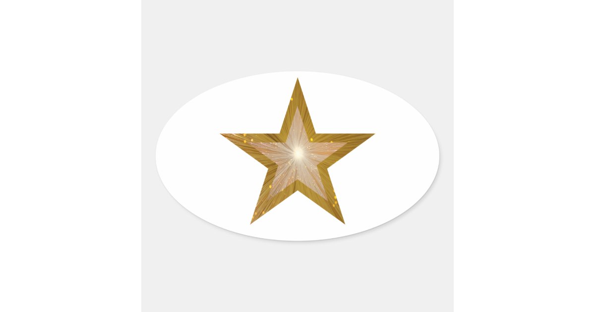 Gold Star oval sticker white | Zazzle
