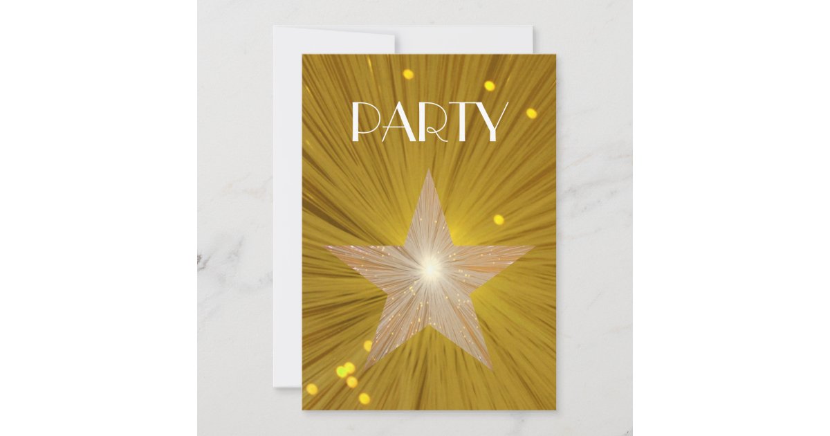 Gold Star 'Party' invitation | Zazzle