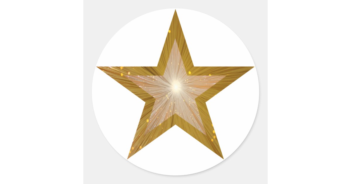Gold Star round sticker white | Zazzle